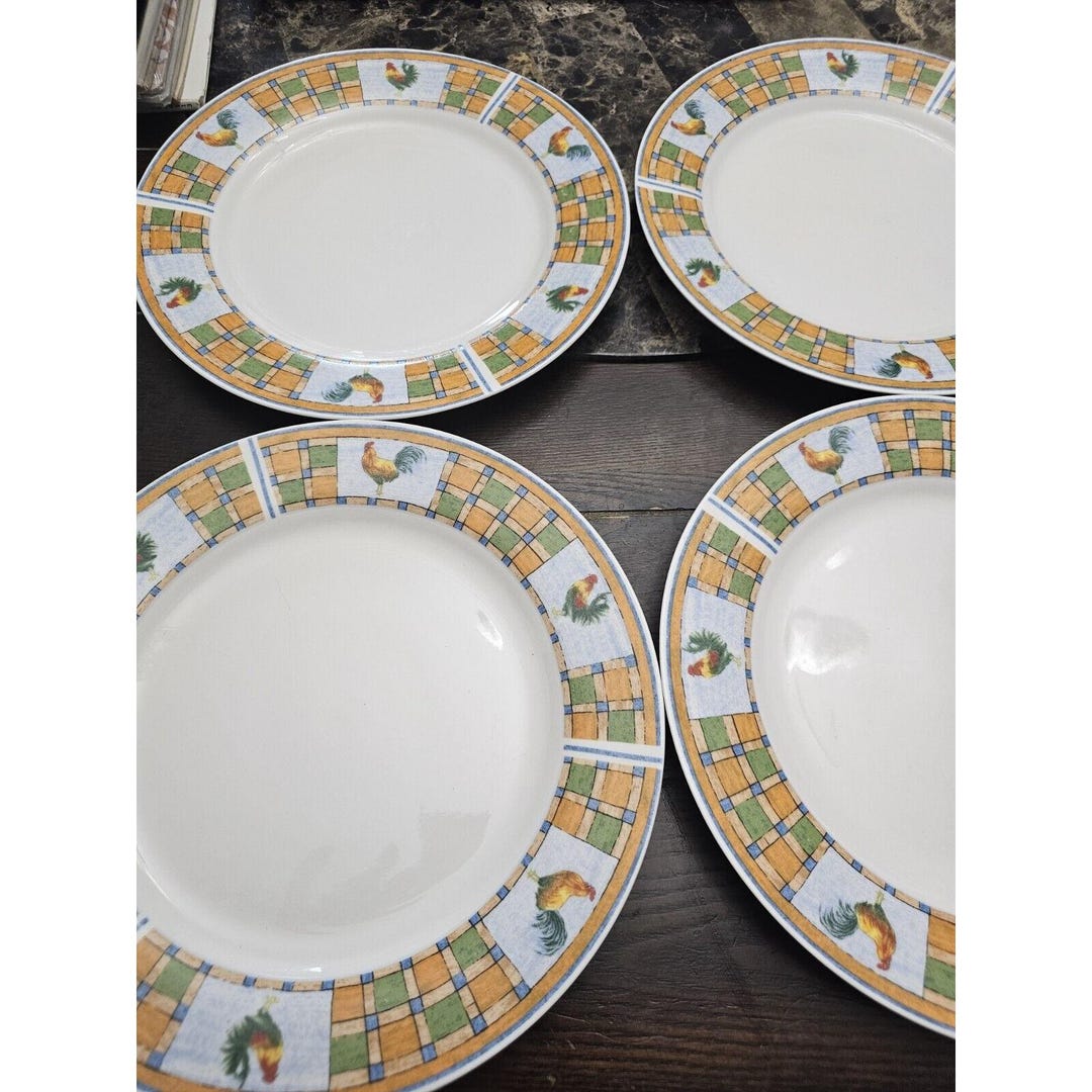 Oneida Craft Rooster Patch Stoneware Set of 4 Dinner Plates 10.25" - Etsy