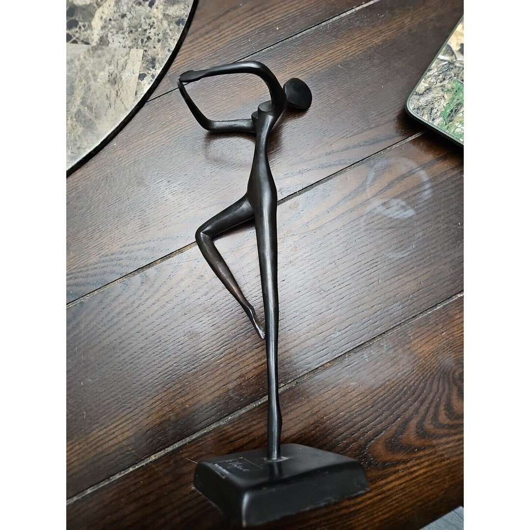BODRUL KHALIQUE EBONIZED Bronze Ballet Dancer C1960 on Square Base 11 ...