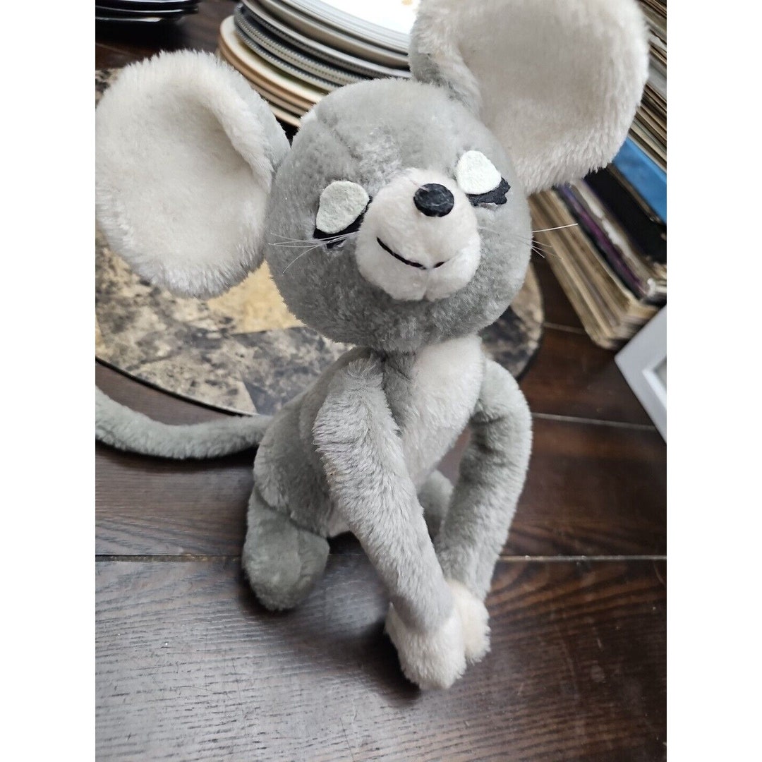 R. Dakin Hugging Mouse Gray 1976 Stuffed Animal Plush Toy 10" Vintage ...