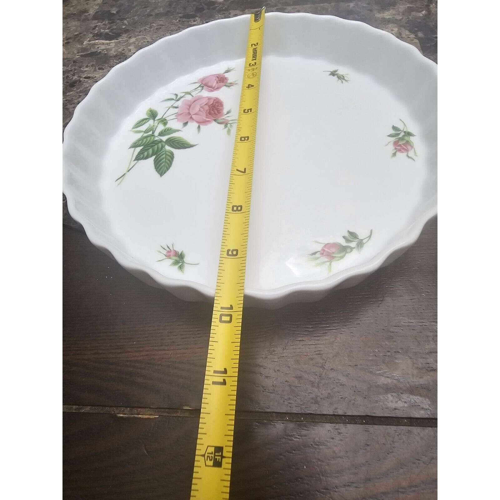 Christineholm Porcelain Rose Pattern Ceramic Pie Dish 9.75 Baking Dish ...