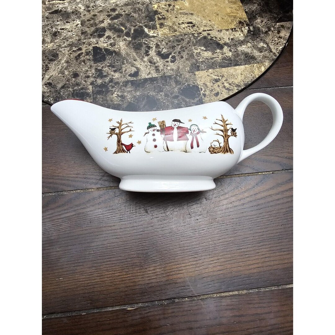 Sakura Snowman Gravy Boat Debbie Mumm Winter Holiday Stoneware - Etsy