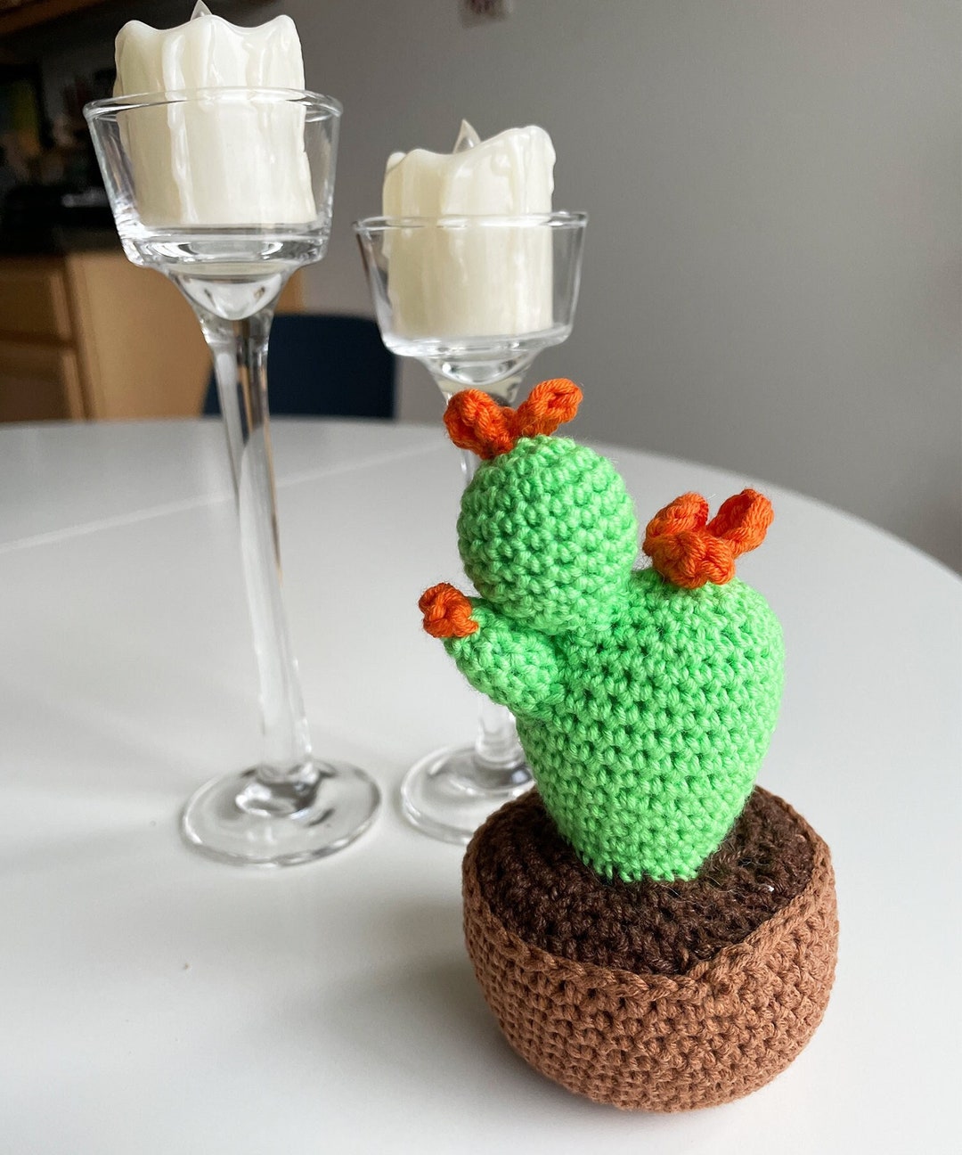 Crochet Cactus in a Pot, Amigurumi Cactus Plant With Flowers, Mini ...