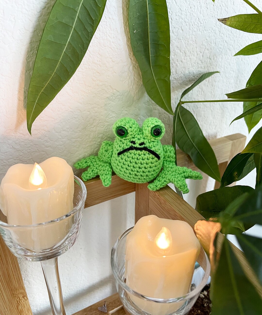 Crochet Grumpy Frog Plushie, Amigurumi Happy Frog, Stuffed Frog Toy ...