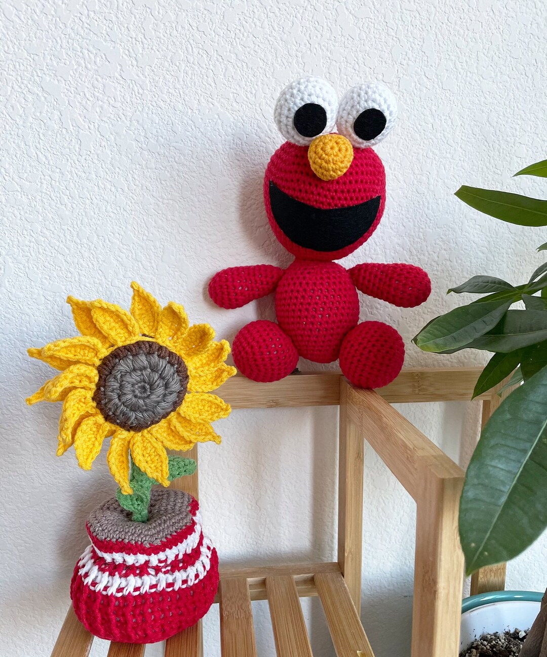 Crochet Elmo, Sesame Street Muppet Stuffed Toy, Amigurumi Red Monster ...