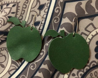 Items similar to Green Apple Leather Keychain on Etsy