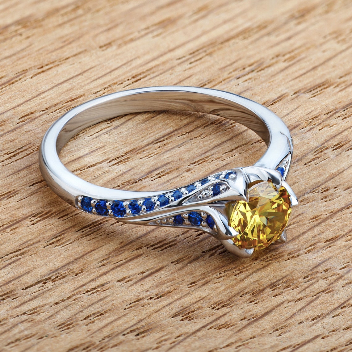 Unique flower engagement rings for women Elvish unusual | Etsy