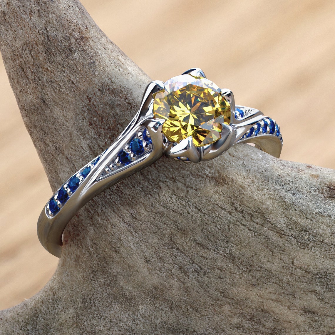 Unique flower engagement rings for women Elvish unusual | Etsy