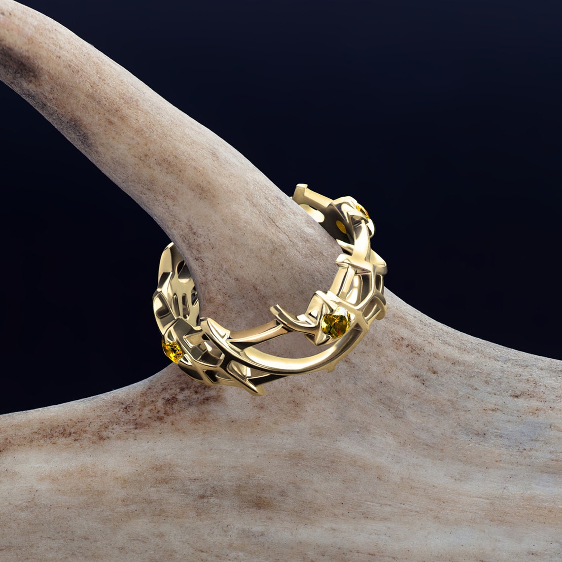 Elvish fantasy engagement ring in 14k gold Elven fairy | Etsy