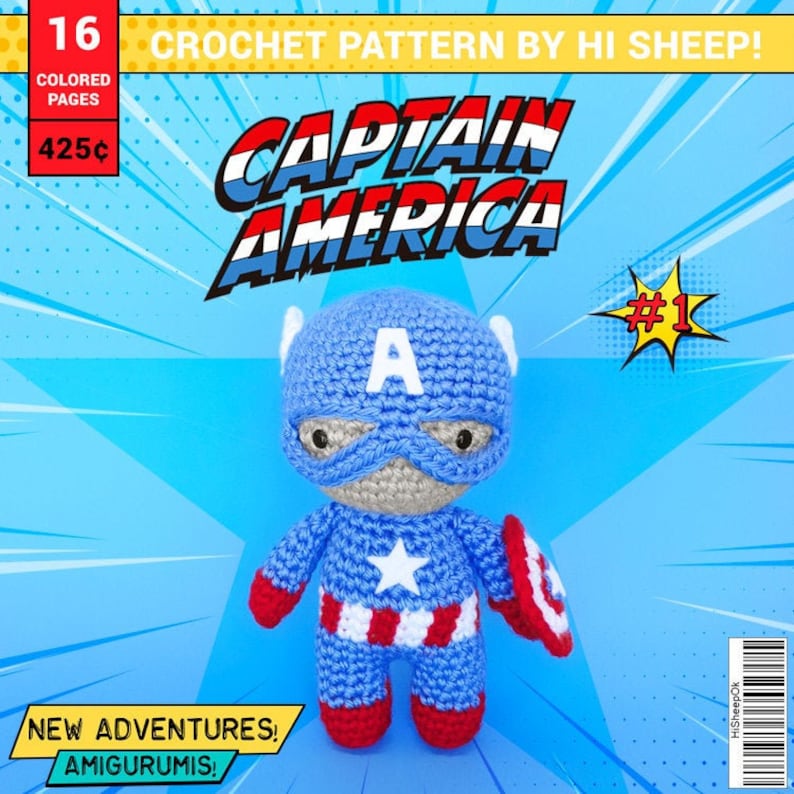 Captain America Crochet Pattern Amigurumi Avengers | Etsy