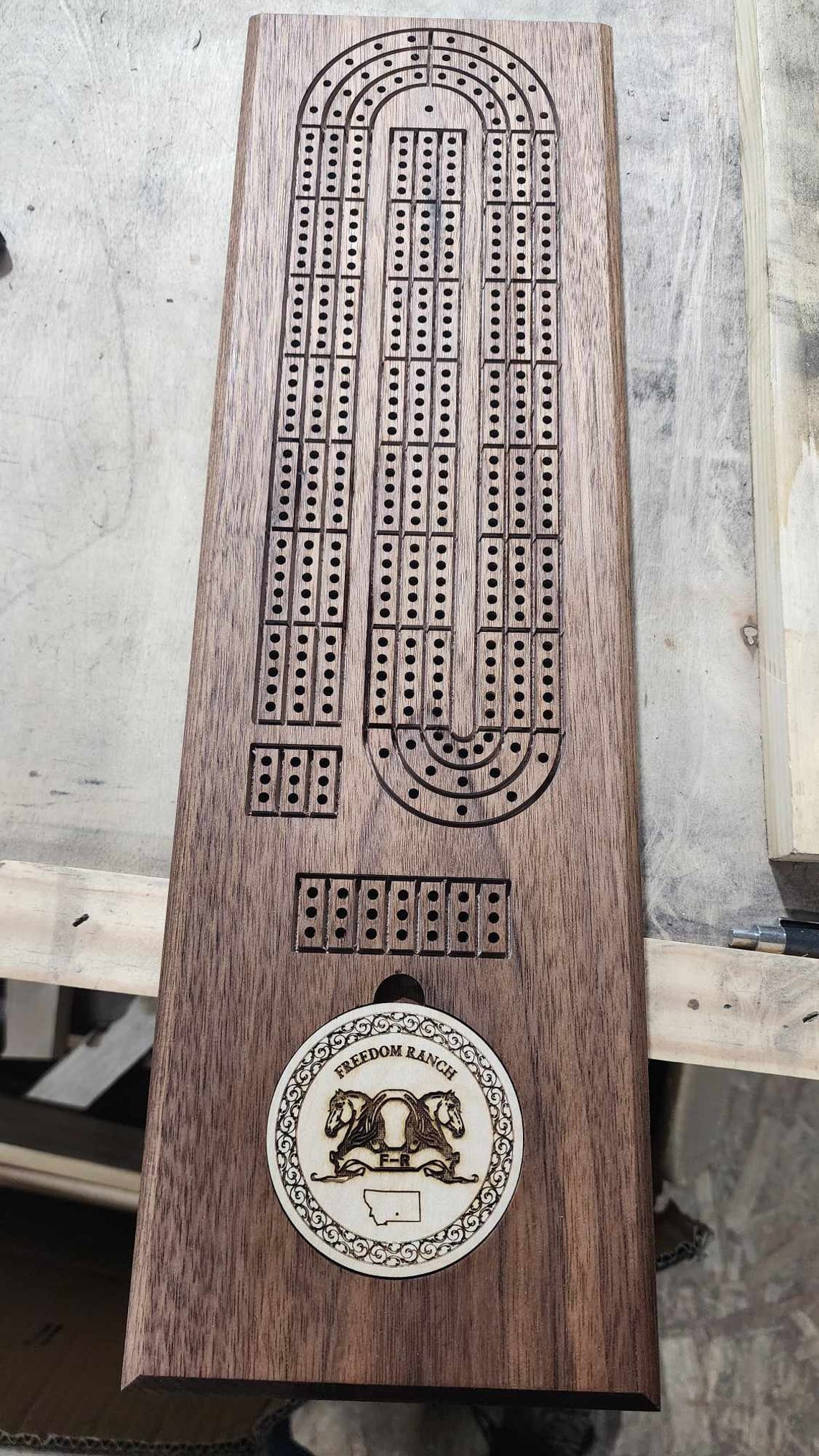 Solid, Black Walnut Cribbage Board With Personalized Peg Storage ...