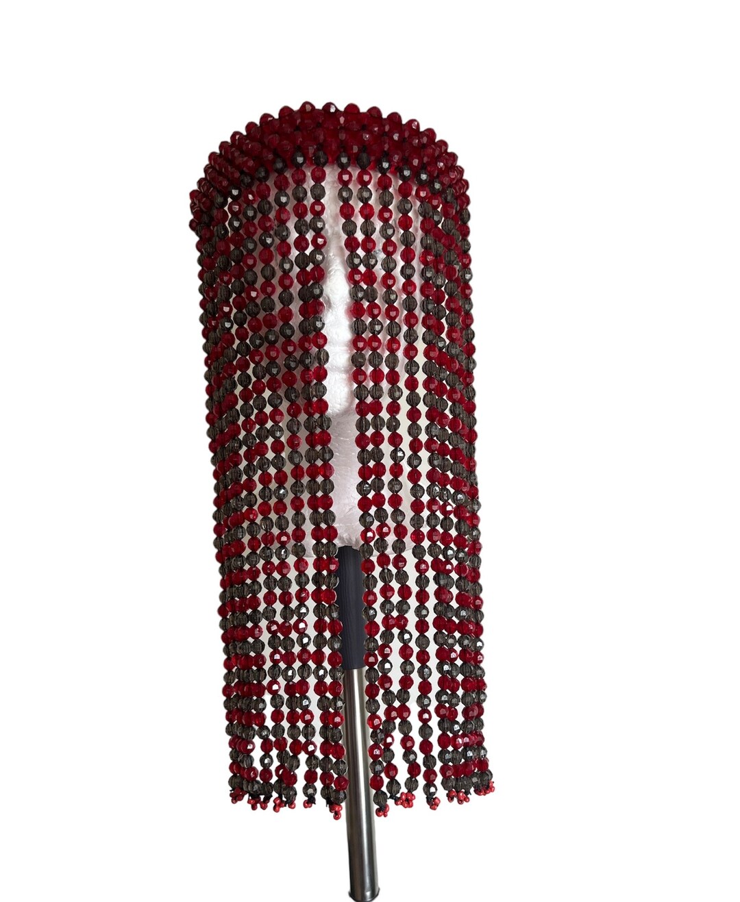 Black Red Beaded Eshu Face Mask Veil Yoruba African Style- Bead Drop ...