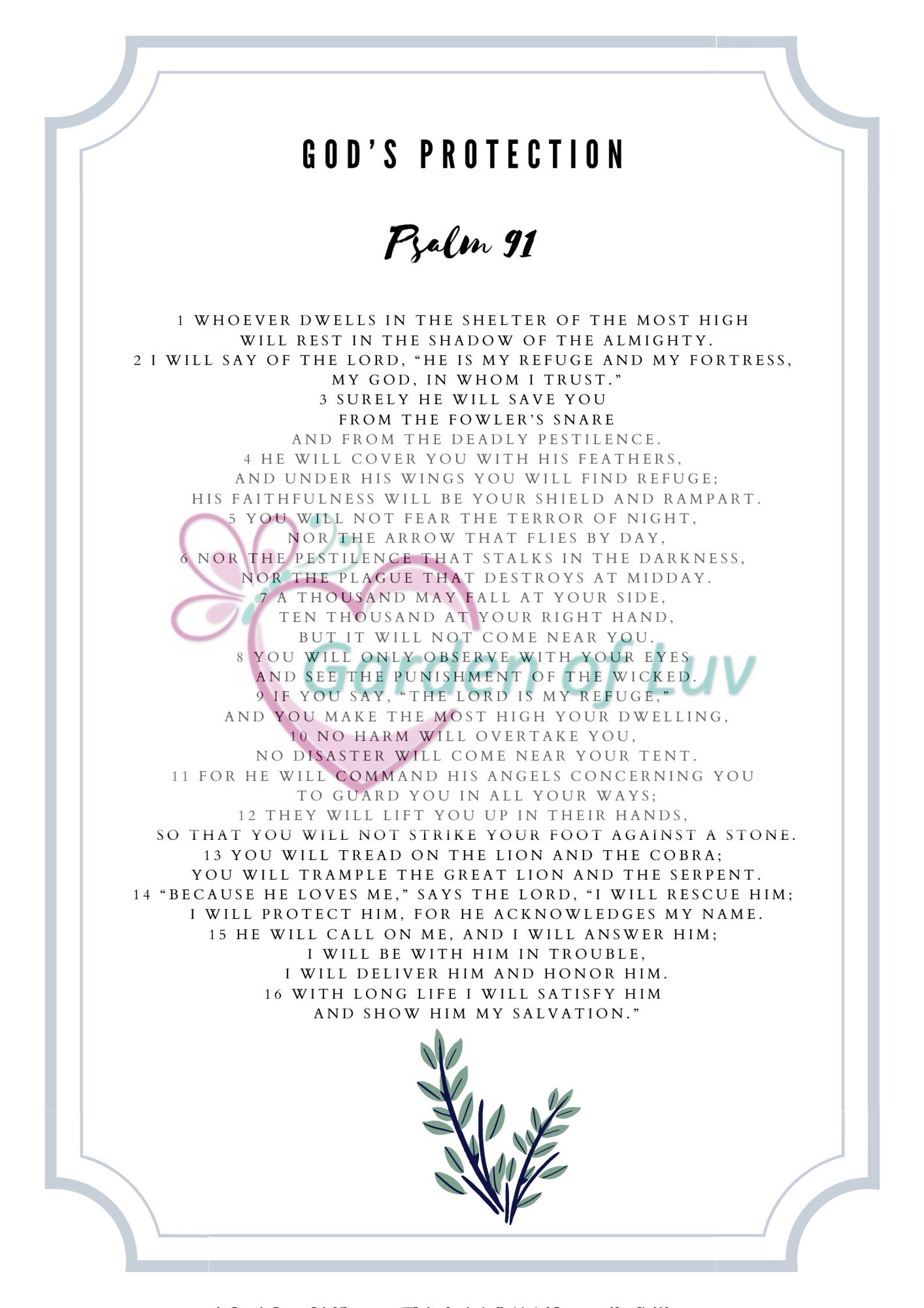 Psalm 91 God's Protection Prayer Wall Art - Etsy
