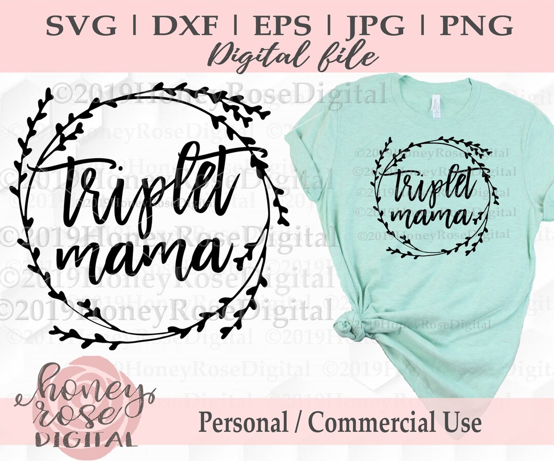 Triplet Mama Layered Svg, Mom of 3 Svg, Momma of Three Svg, Mommy ...
