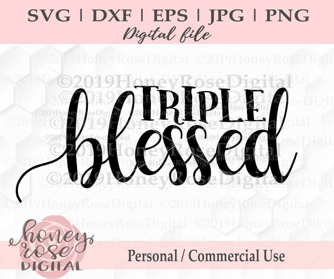 Triple Blessed Layered Svg, Mom of Three, Expecting Triplets Svg ...