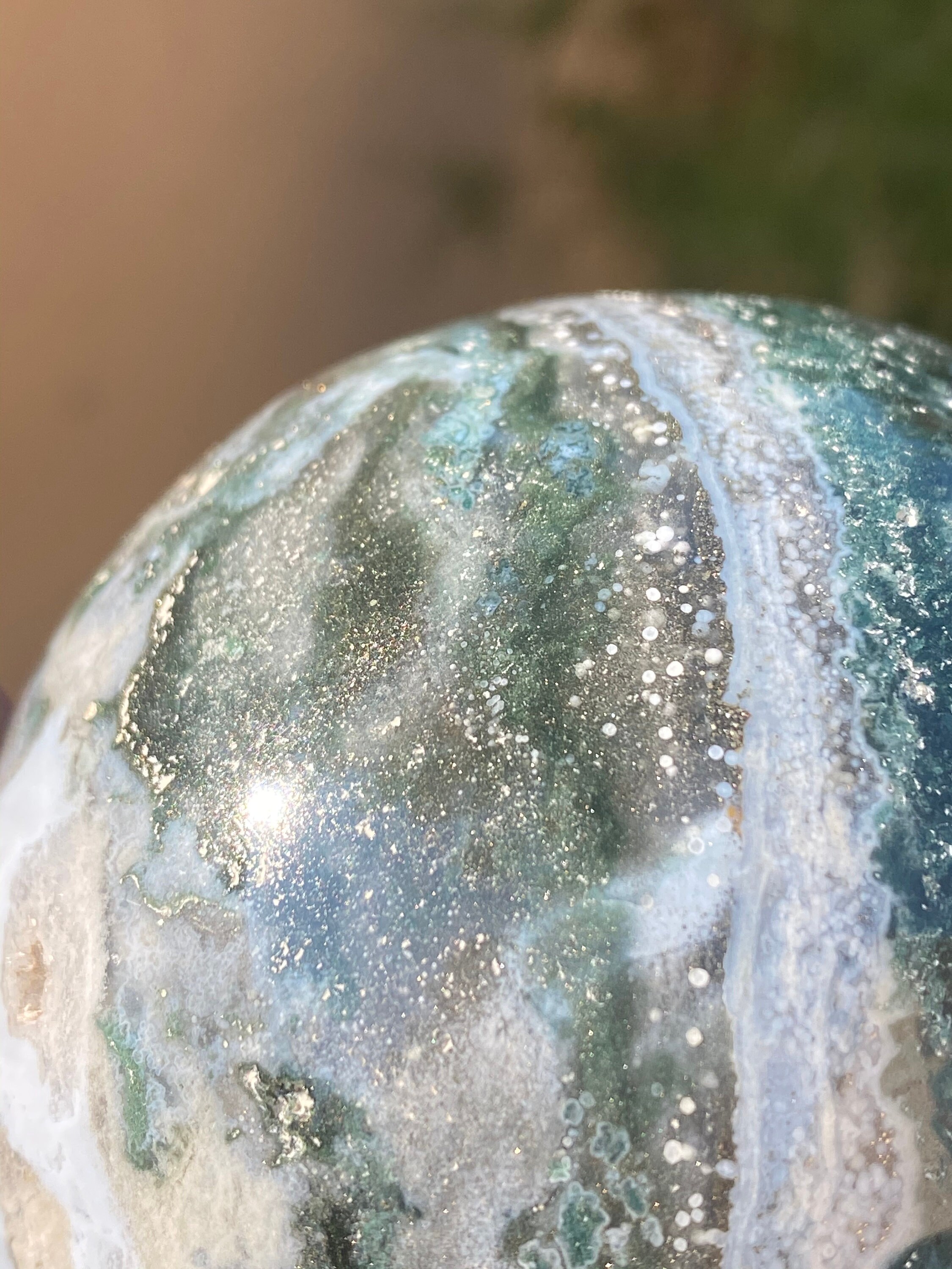 Old Stock Green Ocean Jasper Sphere With Pyrite Orbicular | Etsy