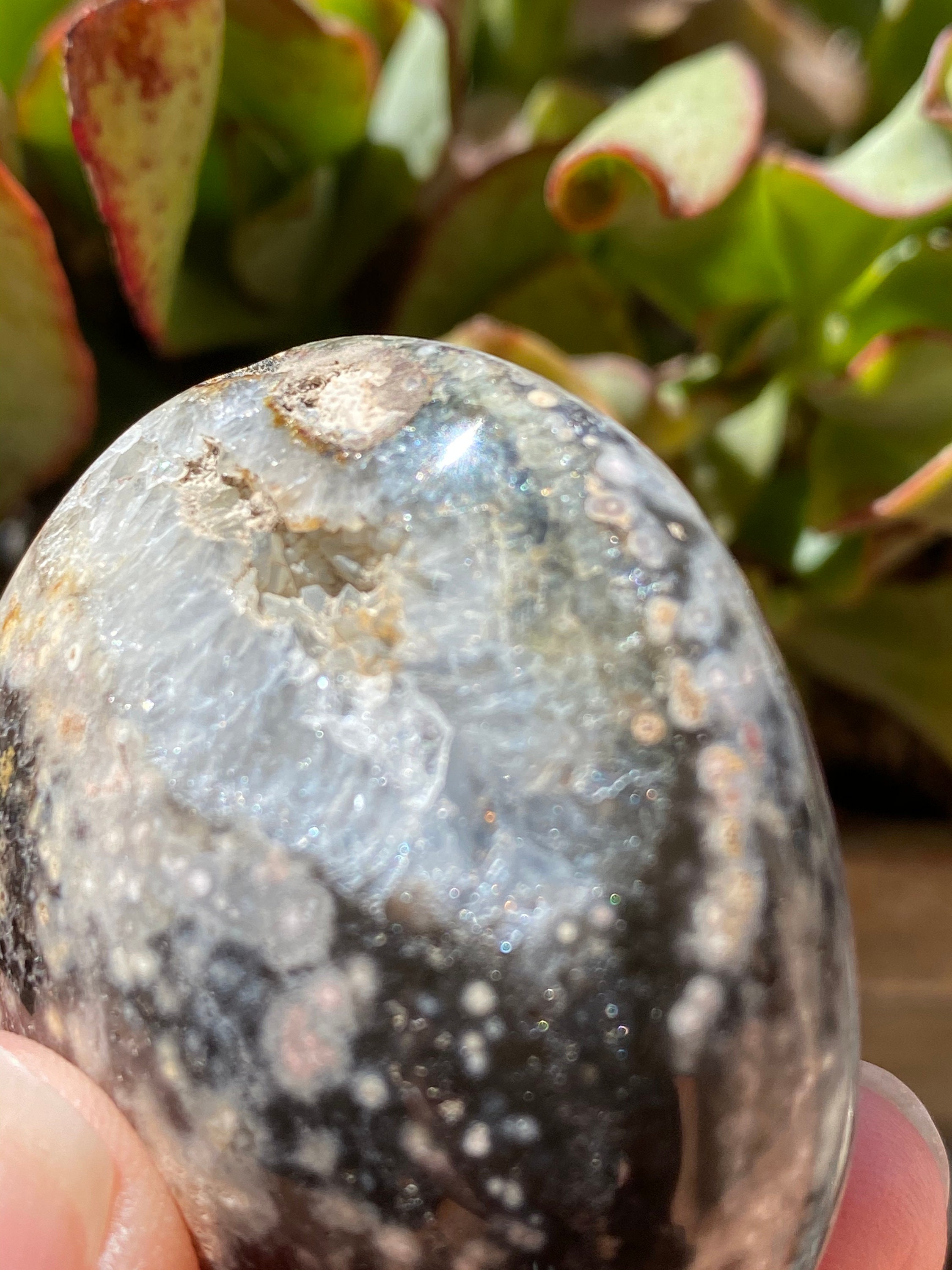 Translucent Orbicular Jasper Heart and Palmstone Galet with | Etsy