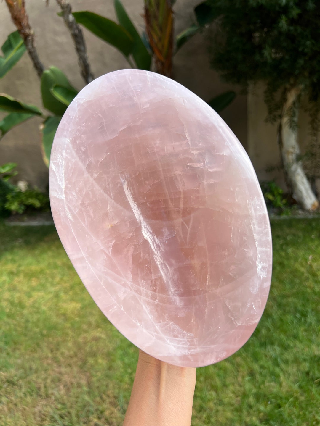 XL Star Rose Quartz Bowl Pink Crystal Bowl Rock Collection - Etsy