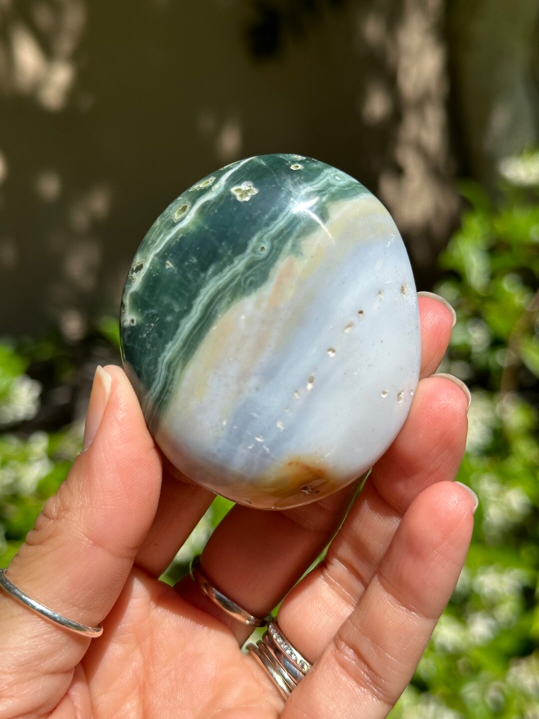 7th Vein Ocean Jasper Palm Stone Pocket Stone Rock Collection Rare ...