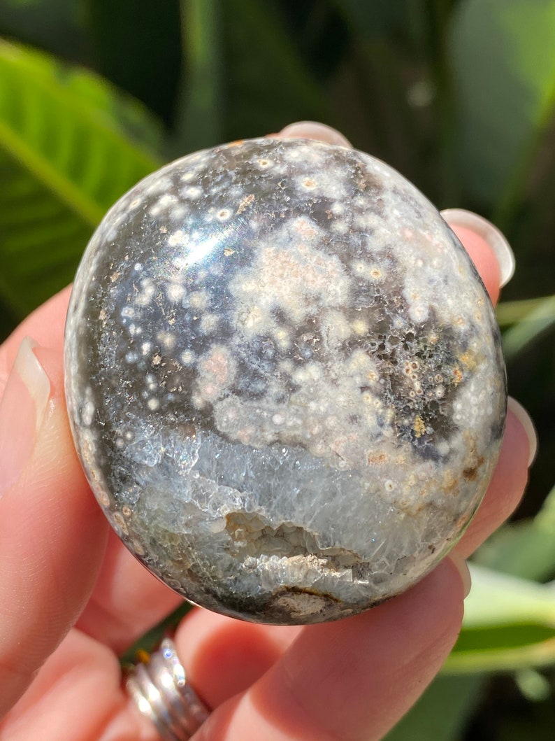 Translucent Orbicular Jasper Heart and Palmstone Galet With - Etsy
