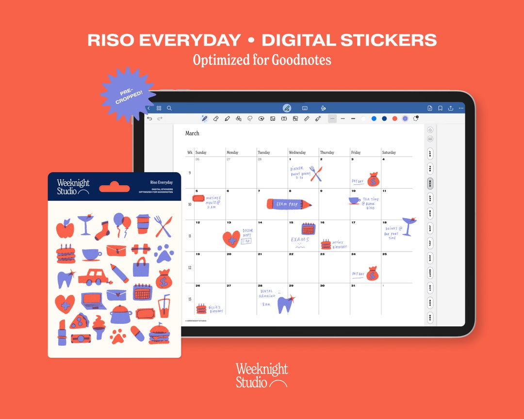 Digital Stickers for Goodnotes Journal Risograph Riso Stickers for iPad ...