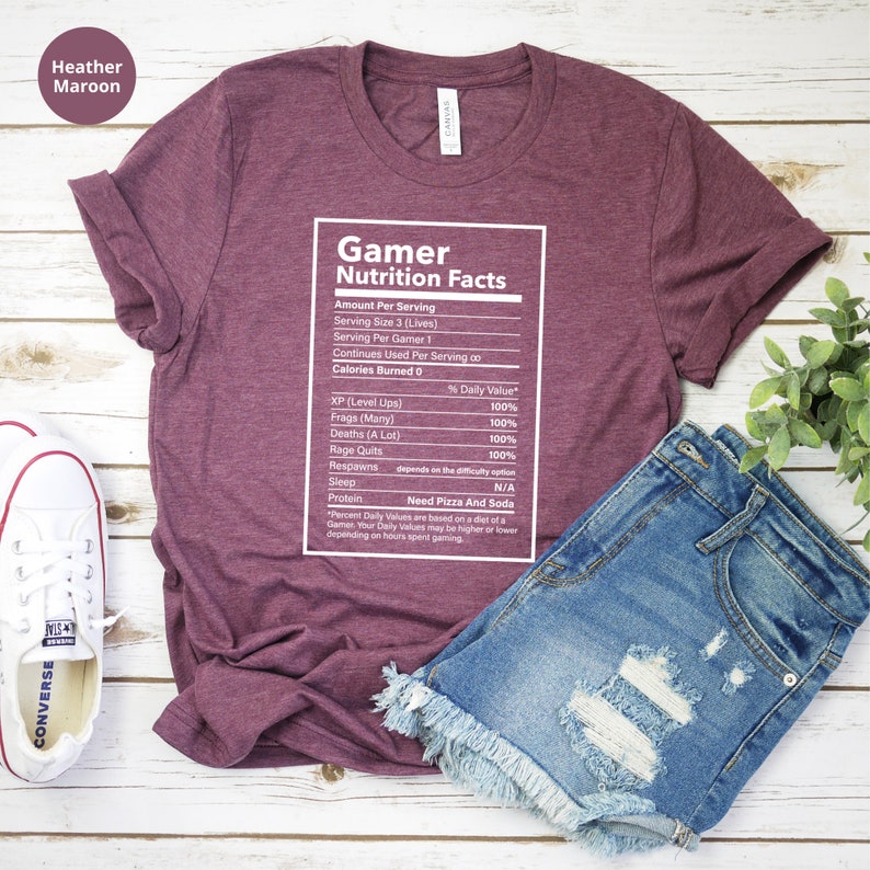 Gamer Nutrition Facts Shirt Funny Gamer Shirt Gift for Him - Etsy