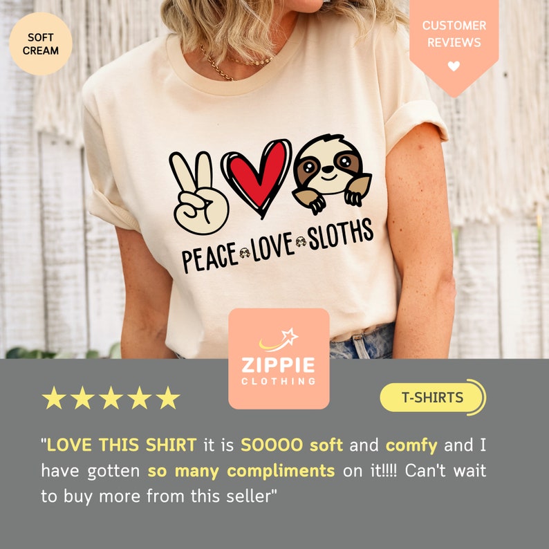 Funny Sloth Shirt, Peace Love Sloth T Shirt, Sloth Animal Lover Shirt ...