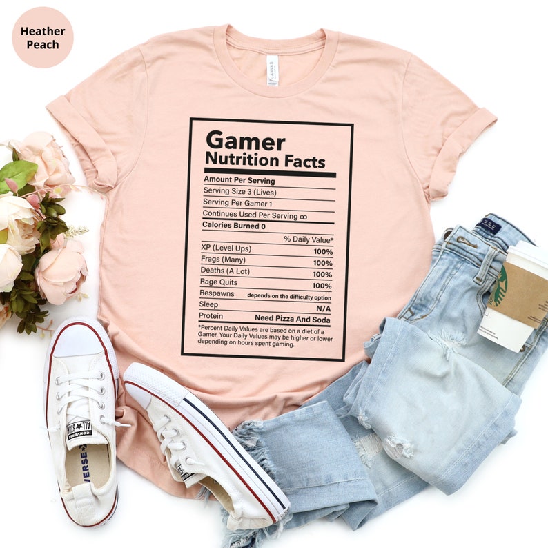 Gamer Nutrition Facts Shirt Funny Gamer Shirt Gift for Him - Etsy
