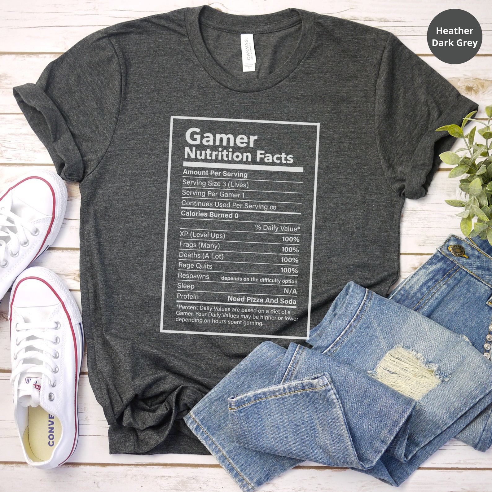 Gamer Nutrition Facts Shirt Funny Gamer Shirt Gift for Him - Etsy