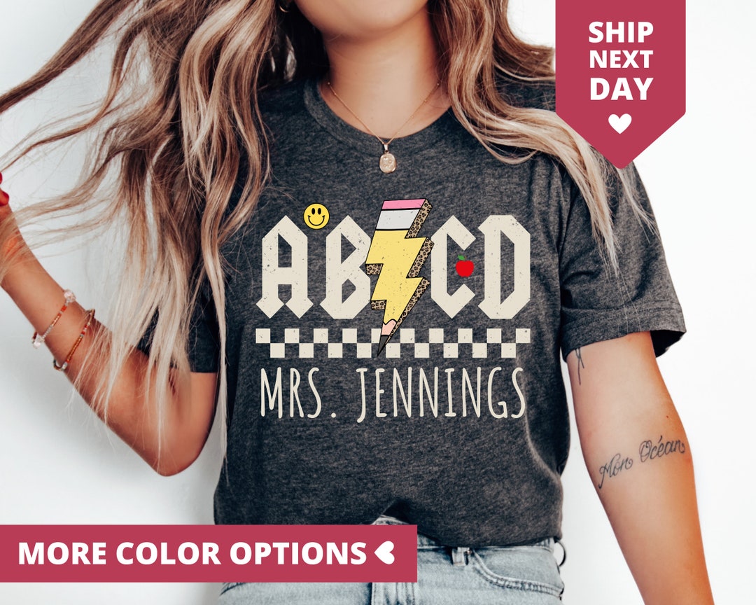 Custom Teacher Shirt, Retro ABCD Teacher Name Tshirt for Back to School ...
