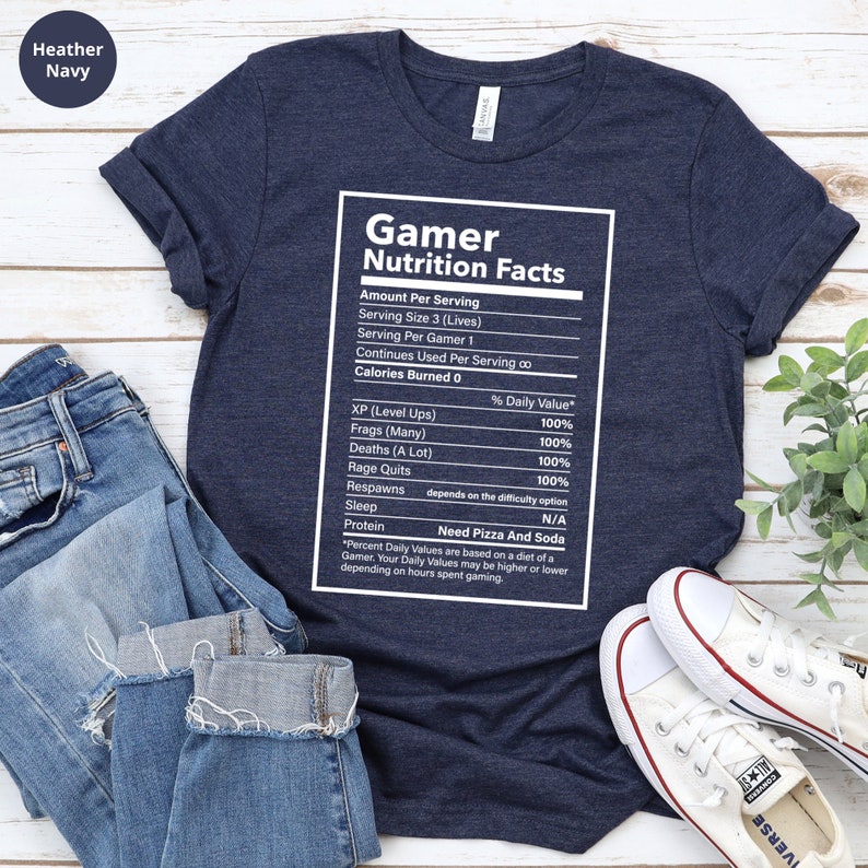 Gamer Nutrition Facts Shirt Funny Gamer Shirt Gift for Him - Etsy