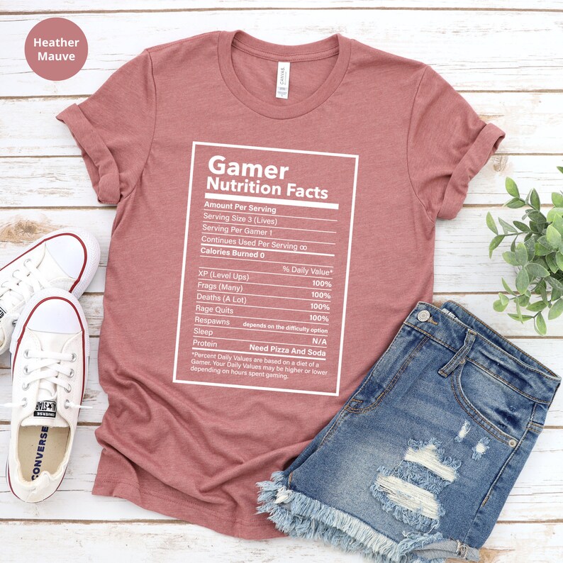 Gamer Nutrition Facts Shirt Funny Gamer Shirt Gift for Him - Etsy