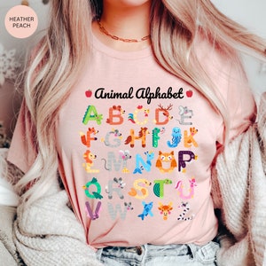 Animal Alphabet T Shirt, Alphabet Shirt Women, ABC Shirt for Teachers ...