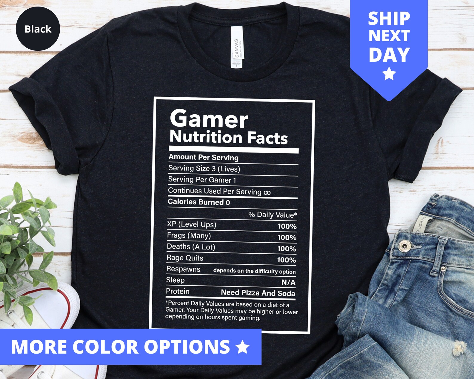 Gamer Nutrition Facts Shirt Funny Gamer Shirt Gift for Him - Etsy