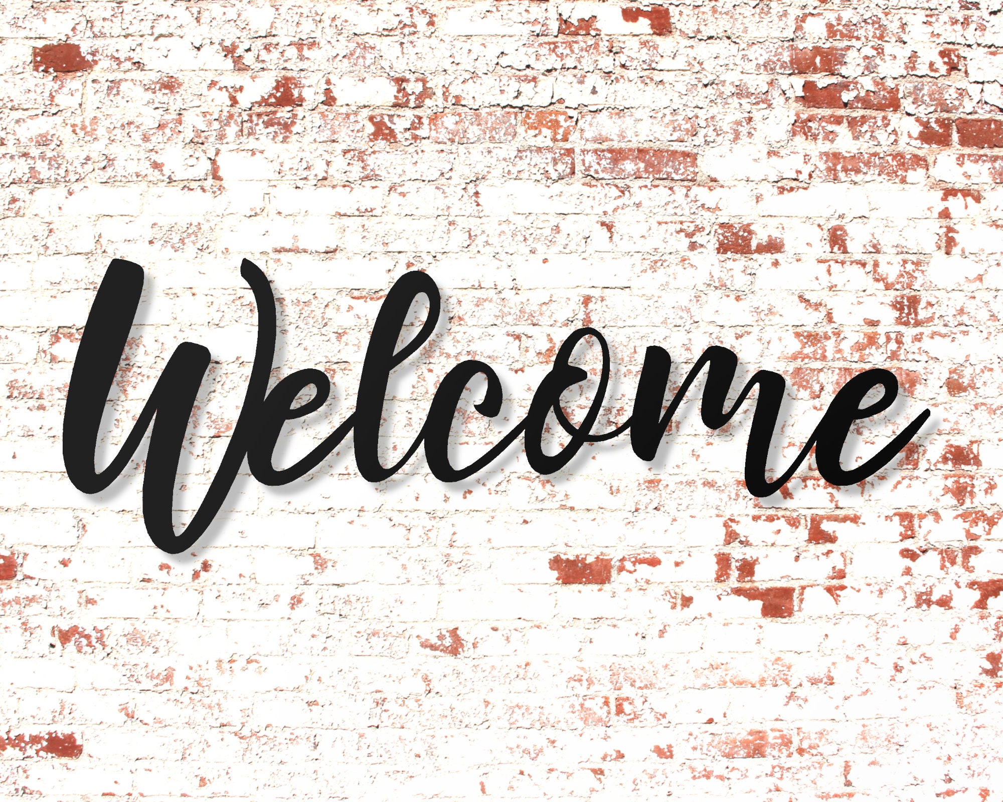 Welcome Sign Welcome Cursive Word Wall Art Metal Welcome | Etsy