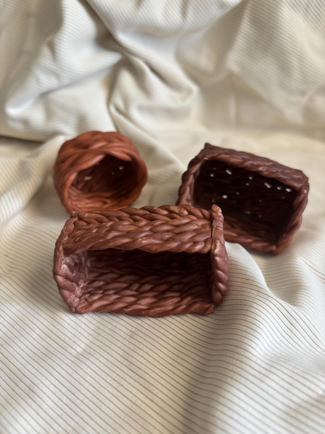 Miniature Woven Basket Set! Handmade Polymer Clay Baskets - Etsy
