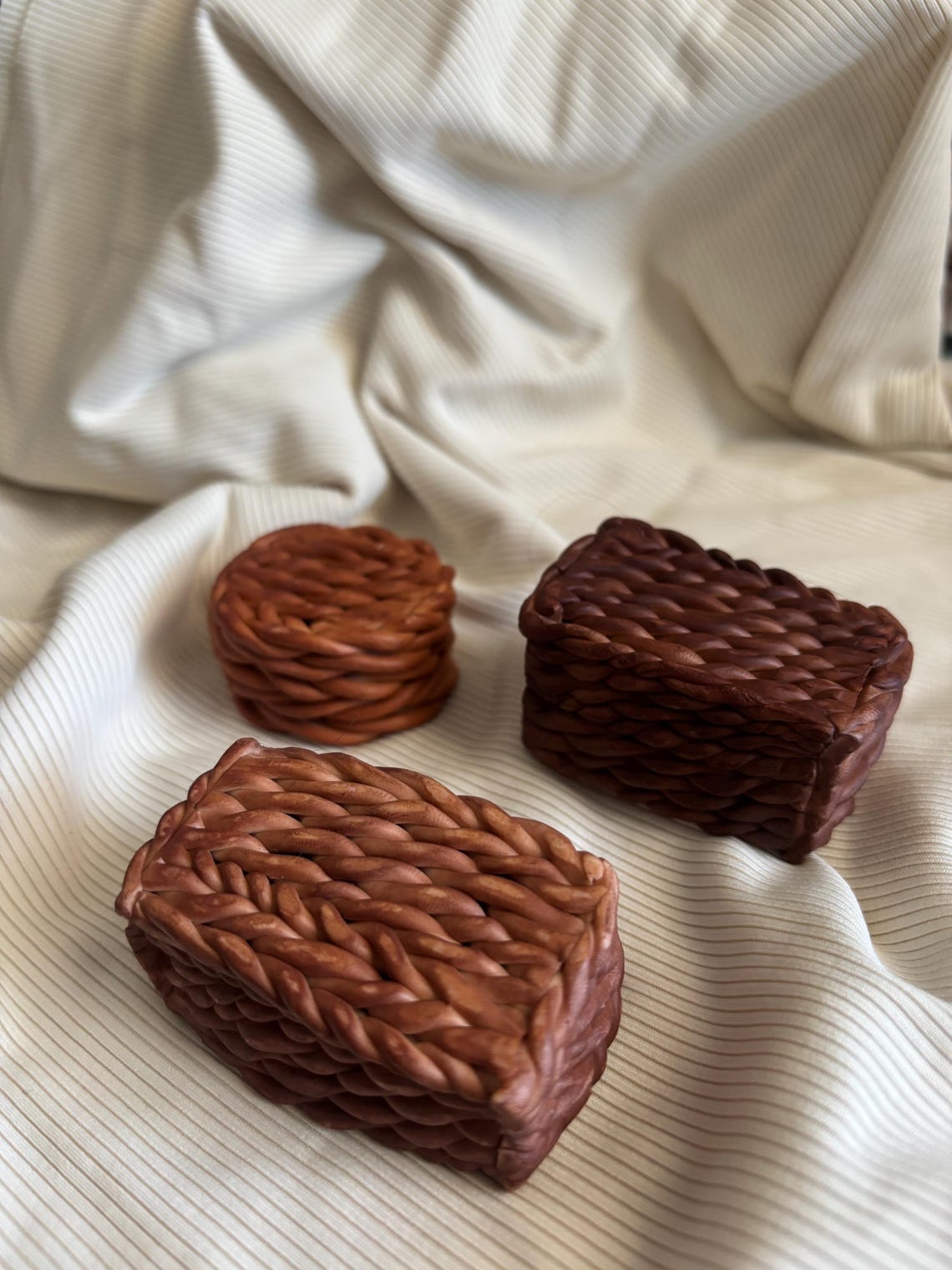 Miniature Woven Basket Set! Handmade Polymer Clay Baskets - Etsy