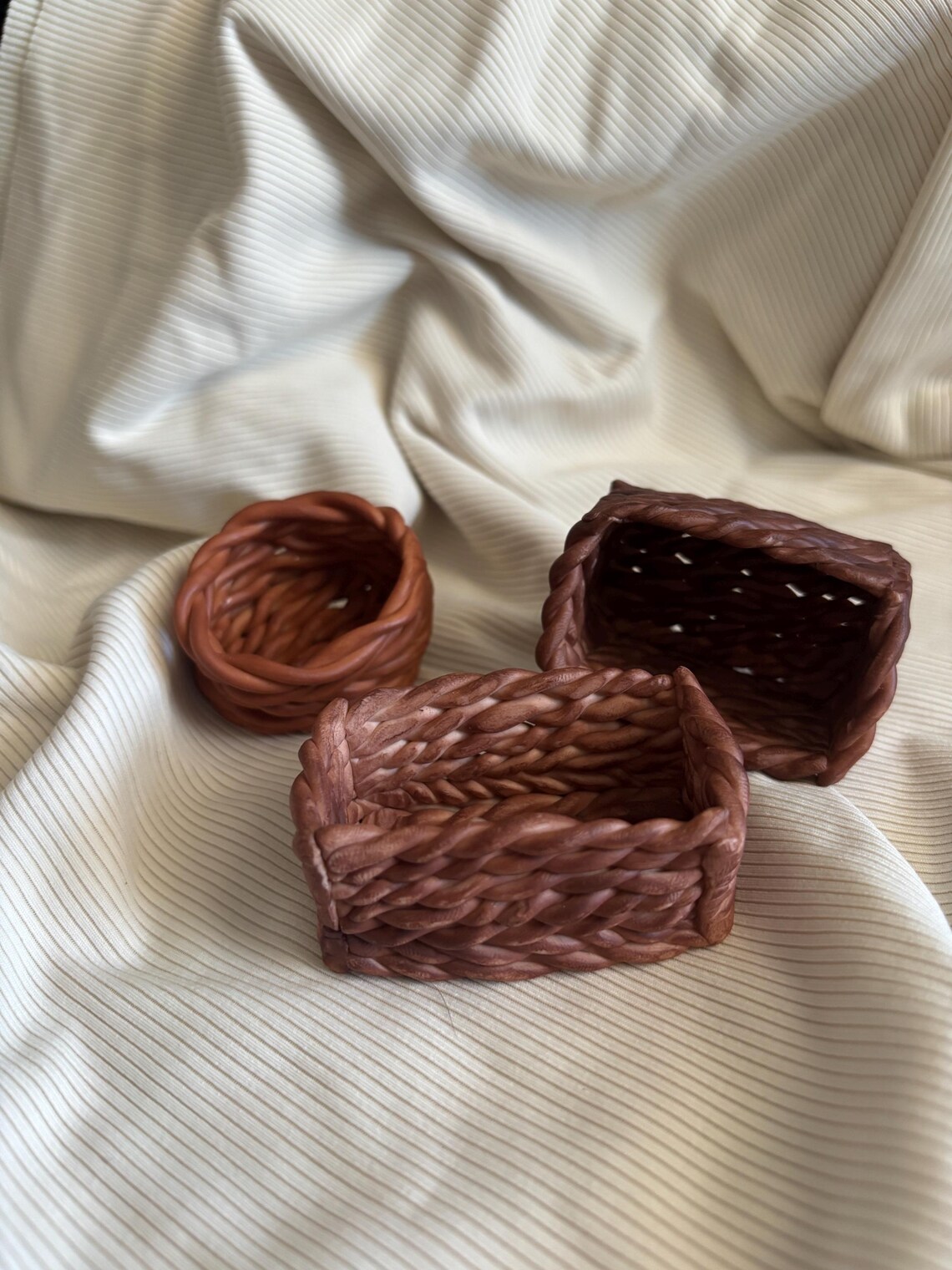 Miniature Woven Basket Set! Handmade Polymer Clay Baskets - Etsy