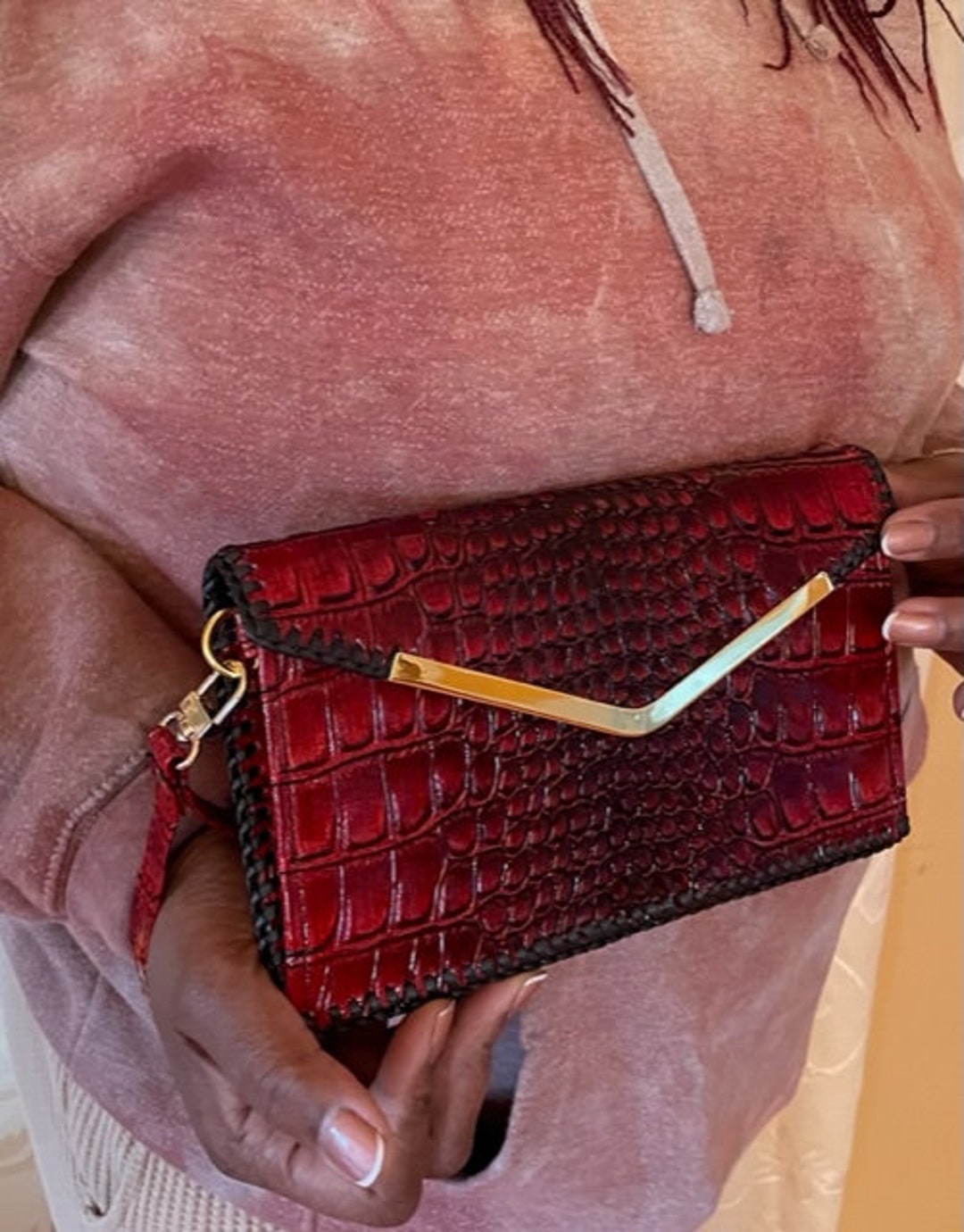 Leather Envelope Clutch - Red Envelope Clutch - Gift for Mom - Evening ...