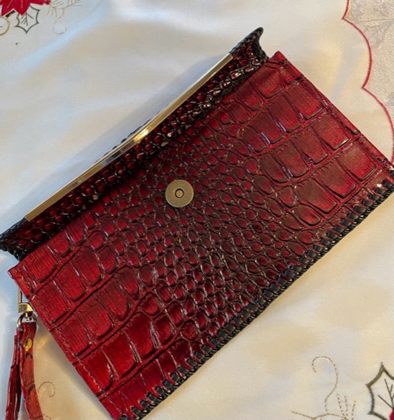 Leather Envelope Clutch - Red Envelope Clutch - Gift for Mom - Evening ...