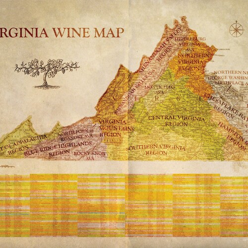 Virginia Wine Regions Map Print - Etsy