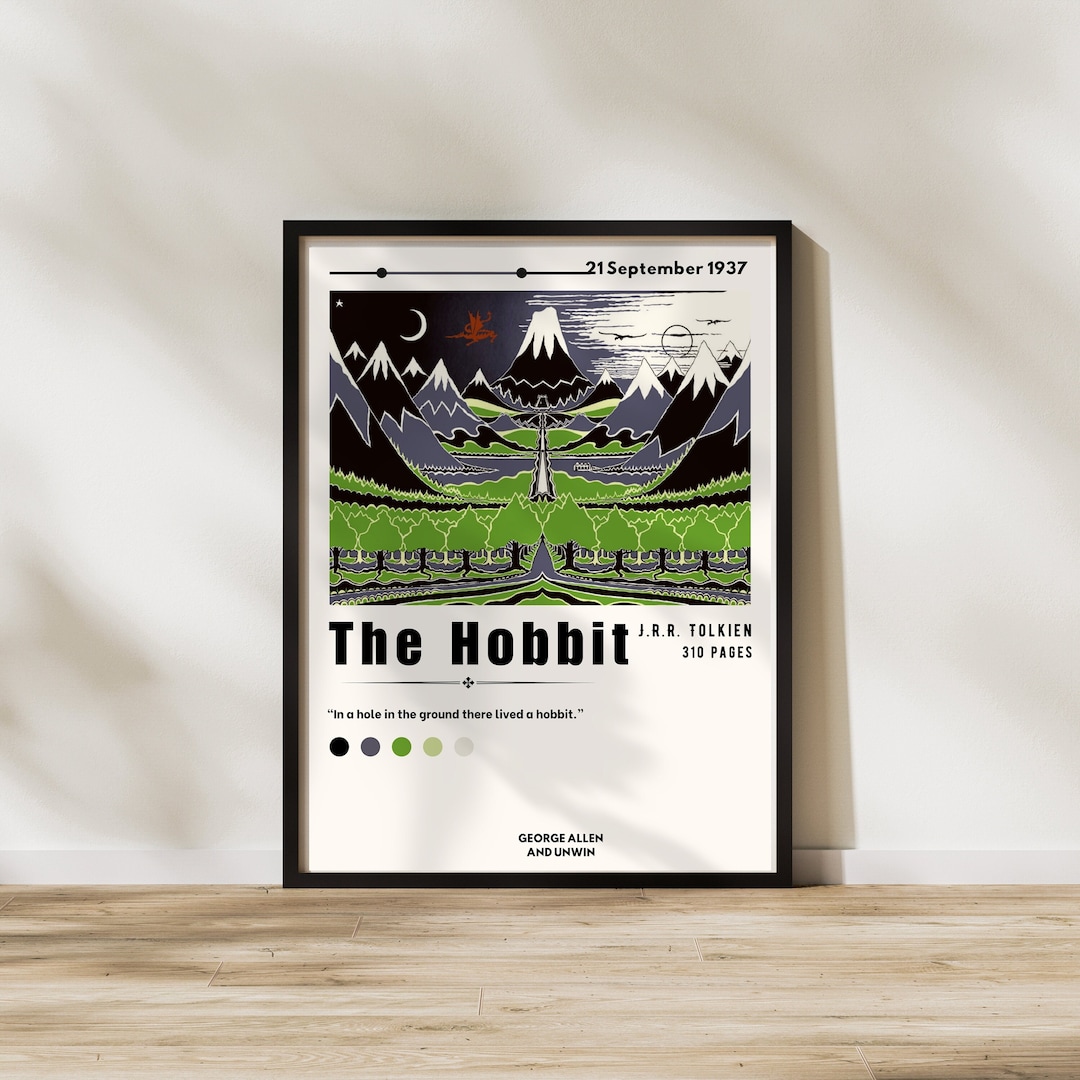 The Hobbit Book Jacket Poster J. R. R. Tolkien Book Art Wall Art Print ...