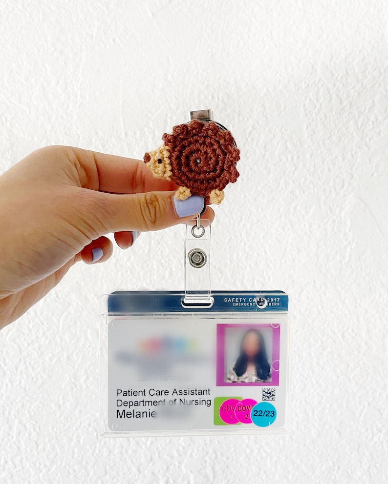 Hedgehog Badge Reel / Crochet Hedgehog Badge Reel / Hedgehog ID Holder ...