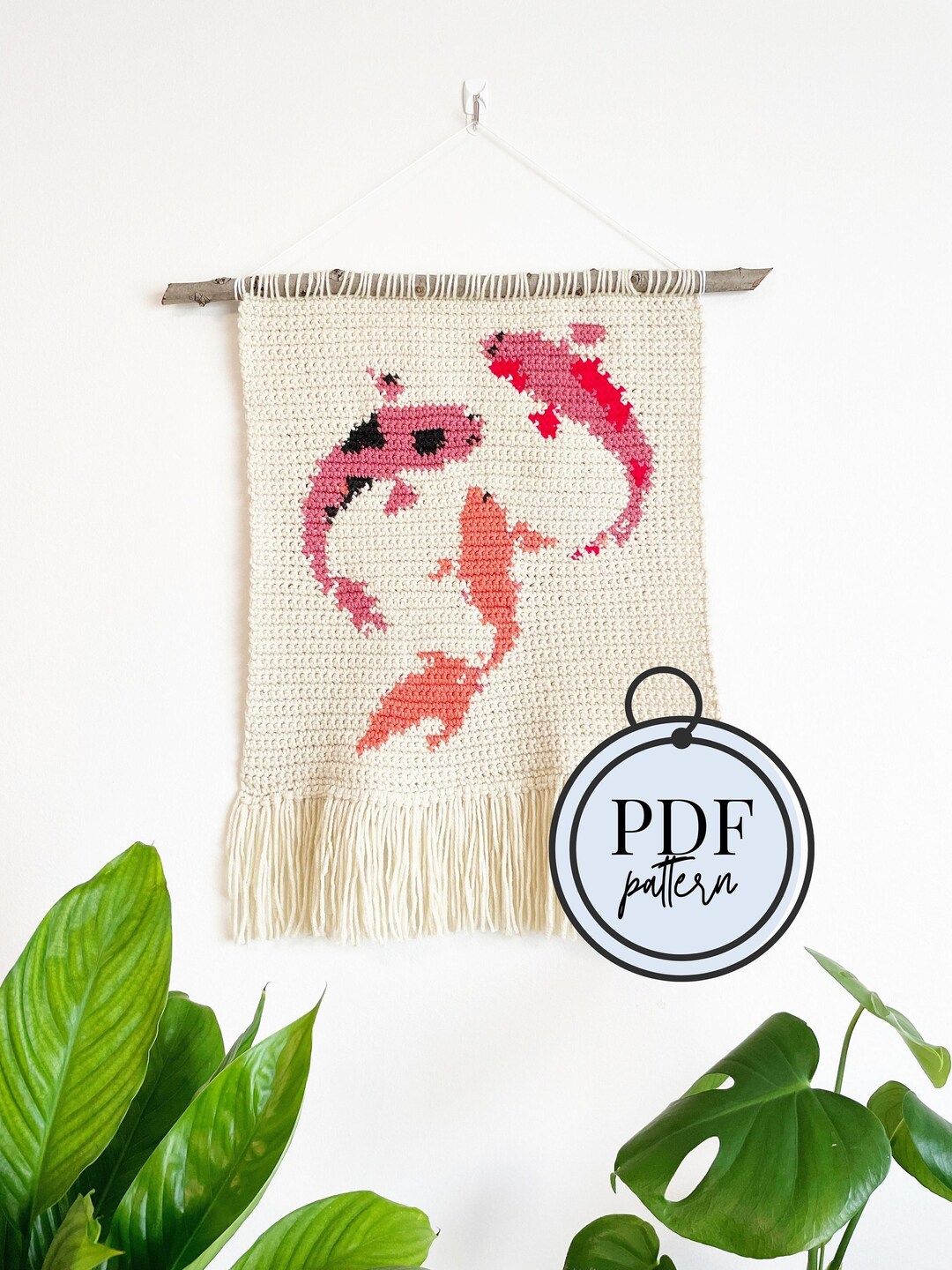 Boho Koi Fish Tapestry / Crochet Tapestry / Crochet Tapestry Pattern ...