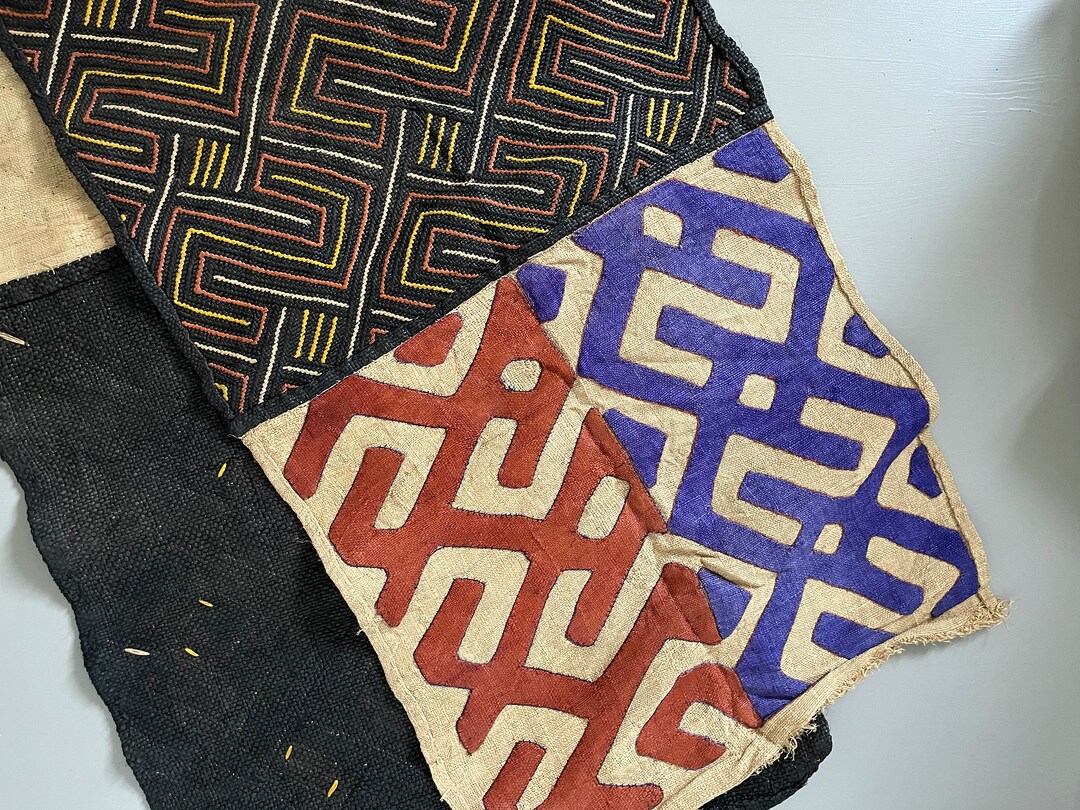 88'' Africa Kuba Cloth DRC Raffia Vintage Authentic Hand Woven Hand ...