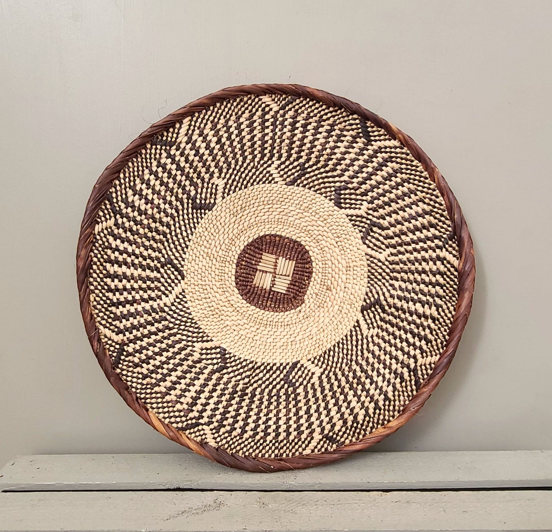 13.5'' Zimbabwe Hand Woven Basket African Ethnic Wall Decoration Tanga ...