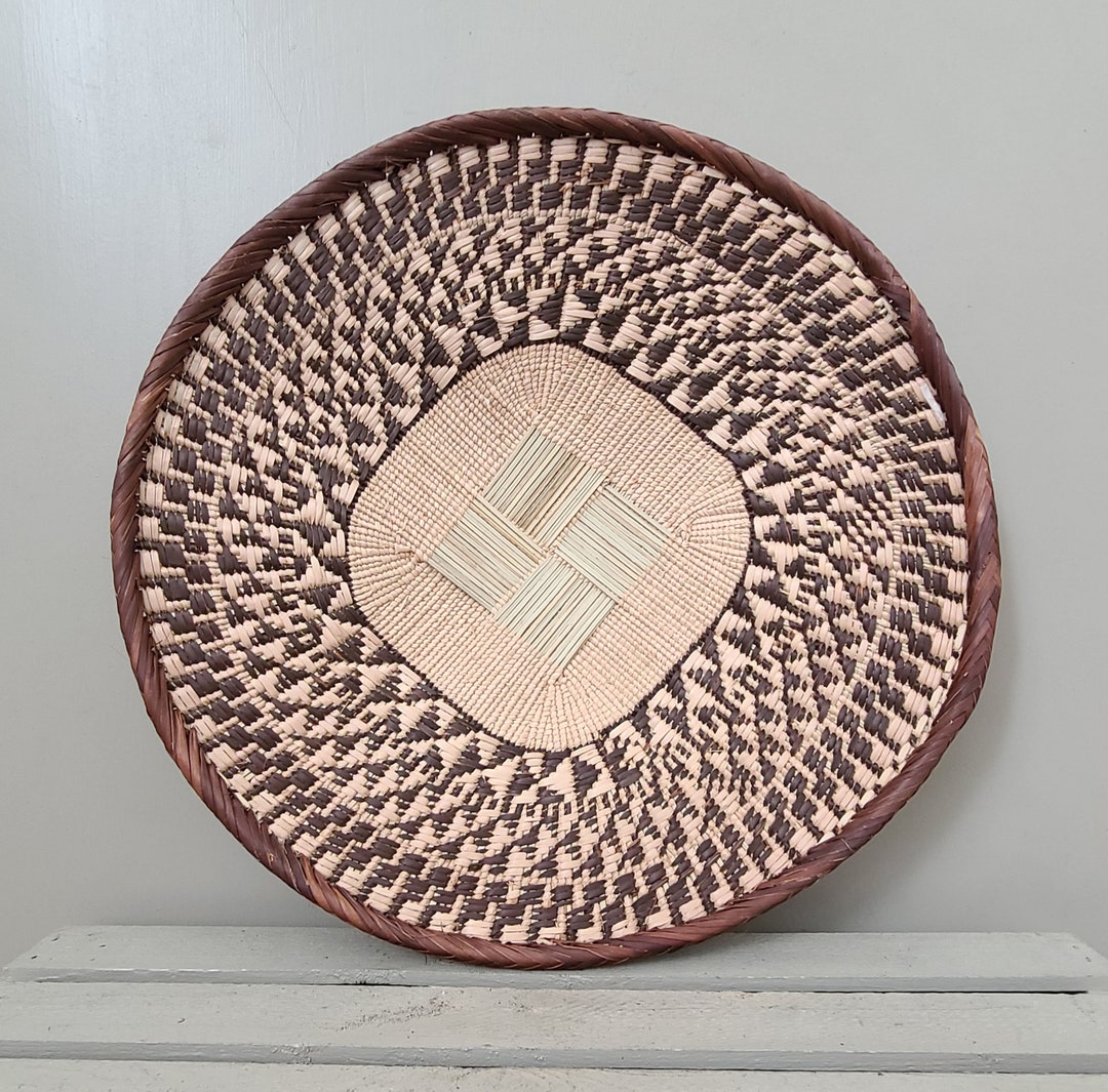 16'' Zimbabwe Hand Woven Basket African Ethnic Wall Decoration Tanga ...