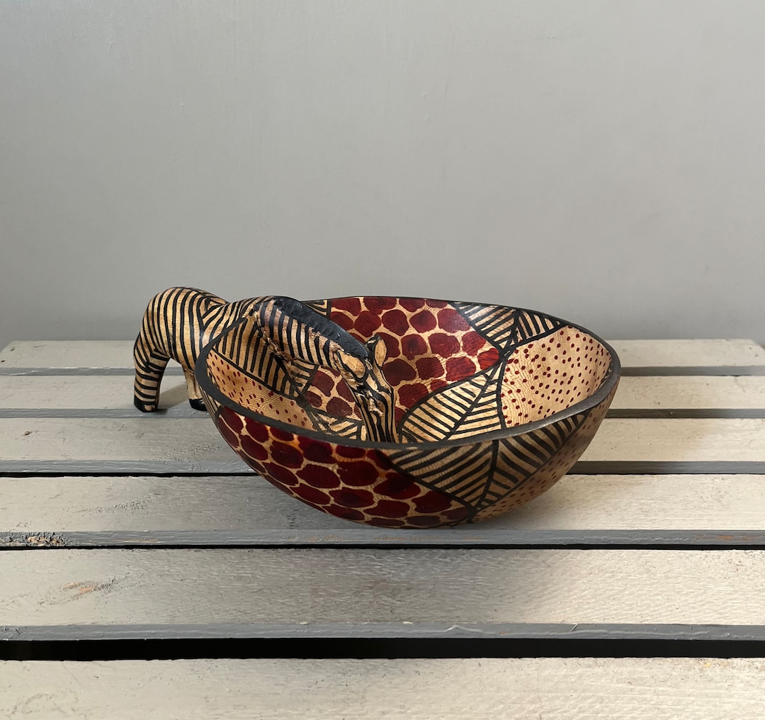 10.5'' Kenya Zebra Bowl Hand Carved Hand Painted Decoration Bowl ...