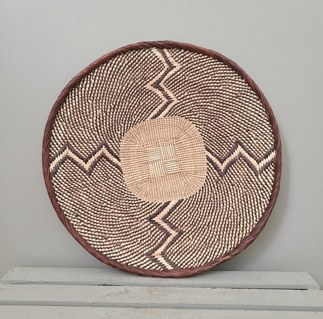 15'' Zimbabwe Hand Woven Basket African Ethnic Wall Decoration Tanga ...