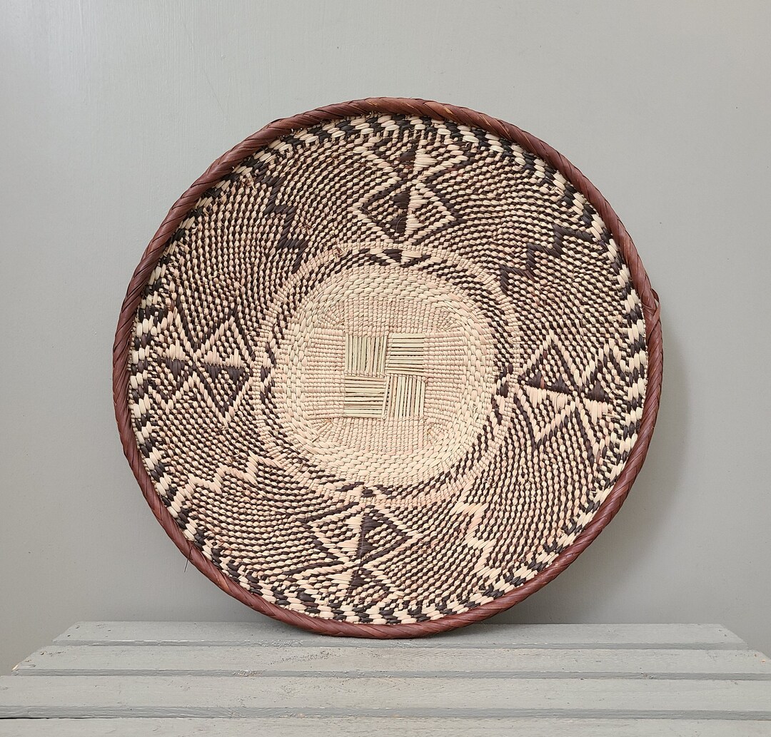 16'' Zimbabwe Hand Woven Basket African Ethnic Wall Decoration Tanga ...