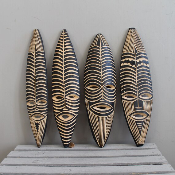 17'' Zimbabwe Wood Mask Hand Carved Wall Decoration - Etsy